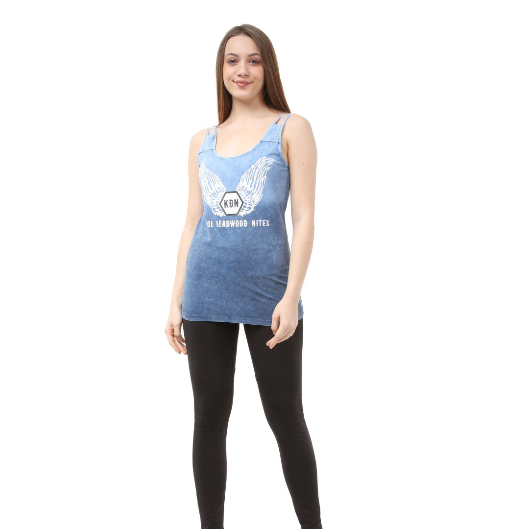 Gradient Double Strap Tank Printed Winged Logo Blue – Kool Deadwood ...